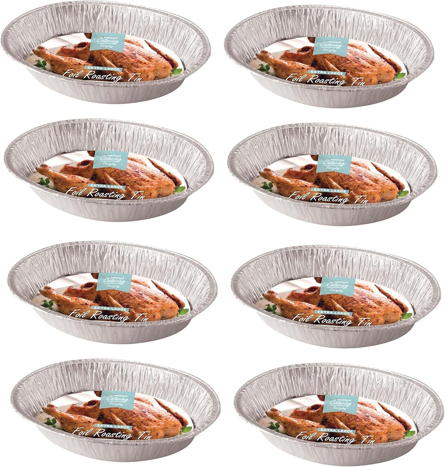 8 Large Oval Foil Roasting Tray Disposable Turkey Oven Dish Catering ...