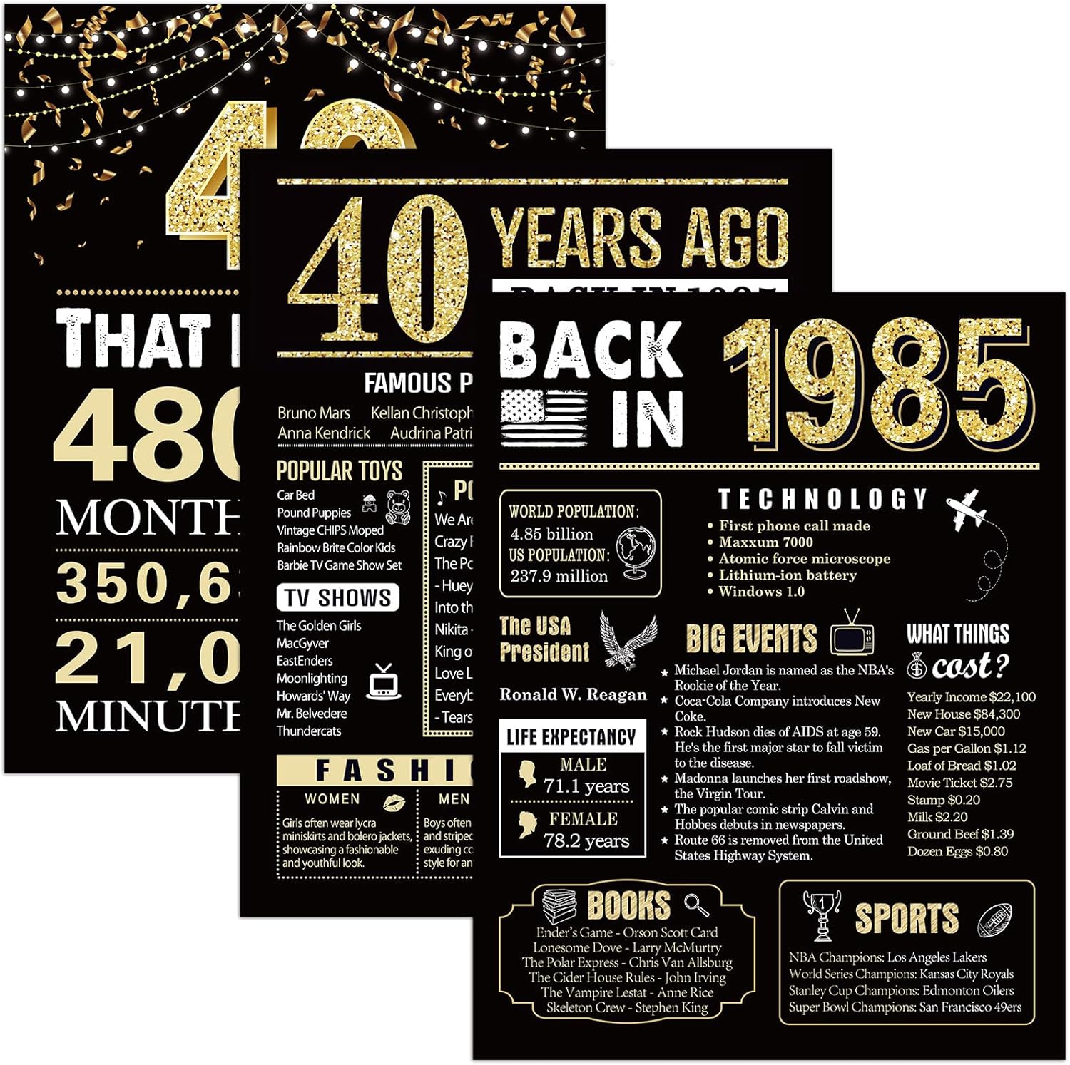 Amazon.com: 40th Birthday Gifts for Men 1985 Birthday Decorations 3 ...