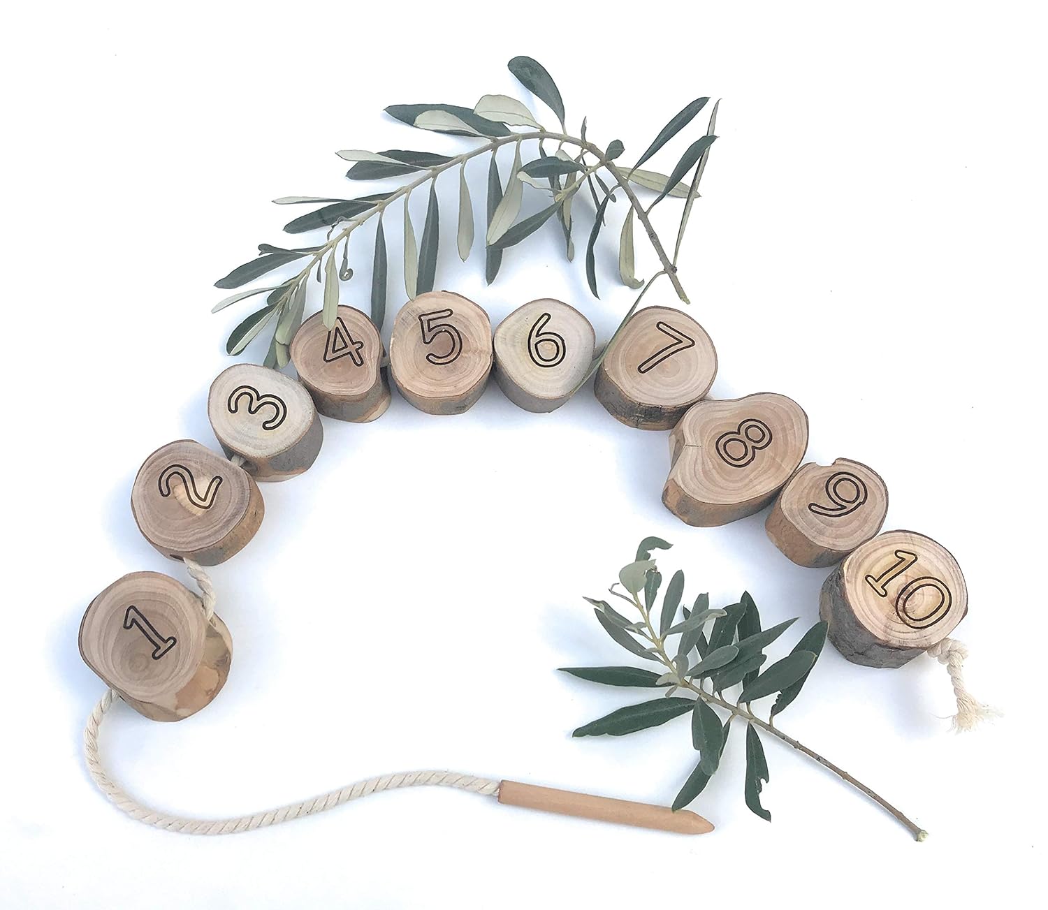 Amazon.com: Wooden lacing toy - Number lacing toy - Montessori math ...