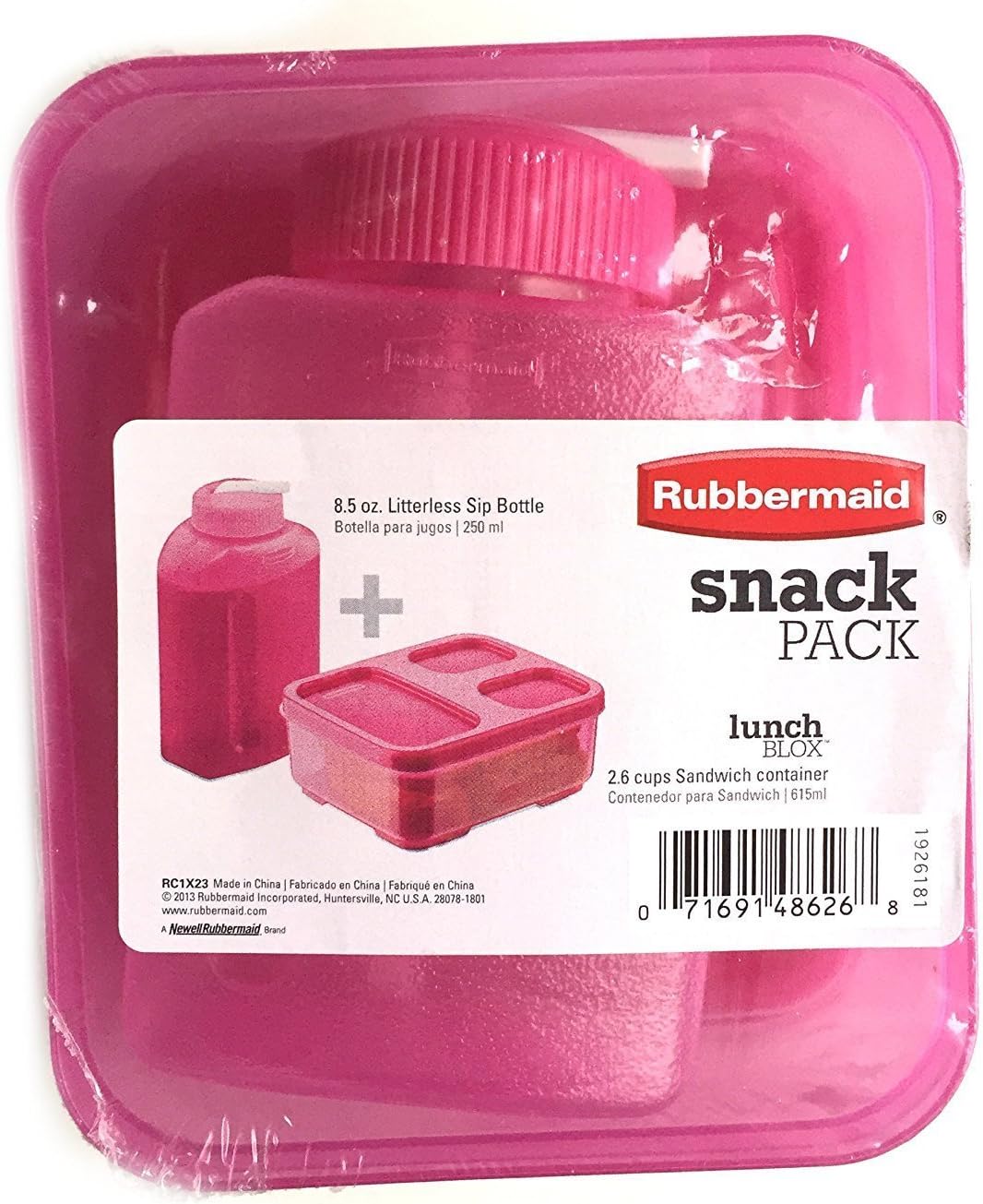 Amazon.com: Rubbermaid Pink Snack Pack Lunch Blox Lunchbox Sandwich ...