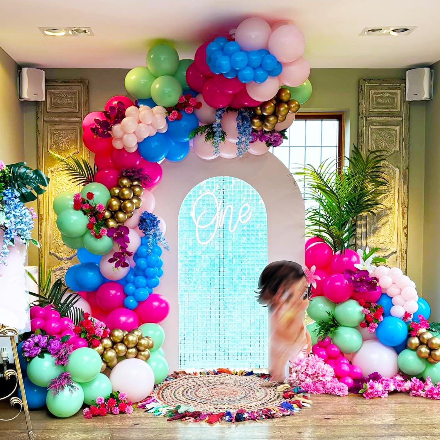 Amazon.com: 170Pcs Tropical Balloons Arch Kit Hot Pink Blue Macaron ...