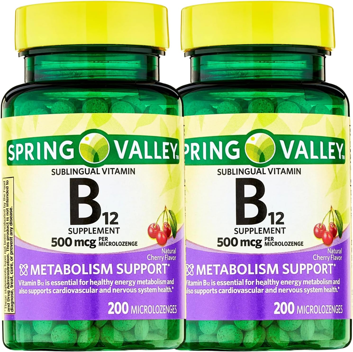 Amazon.com: Sublingual B12 500 mcg- Spring Valley 500 mg Cherry Flavor ...