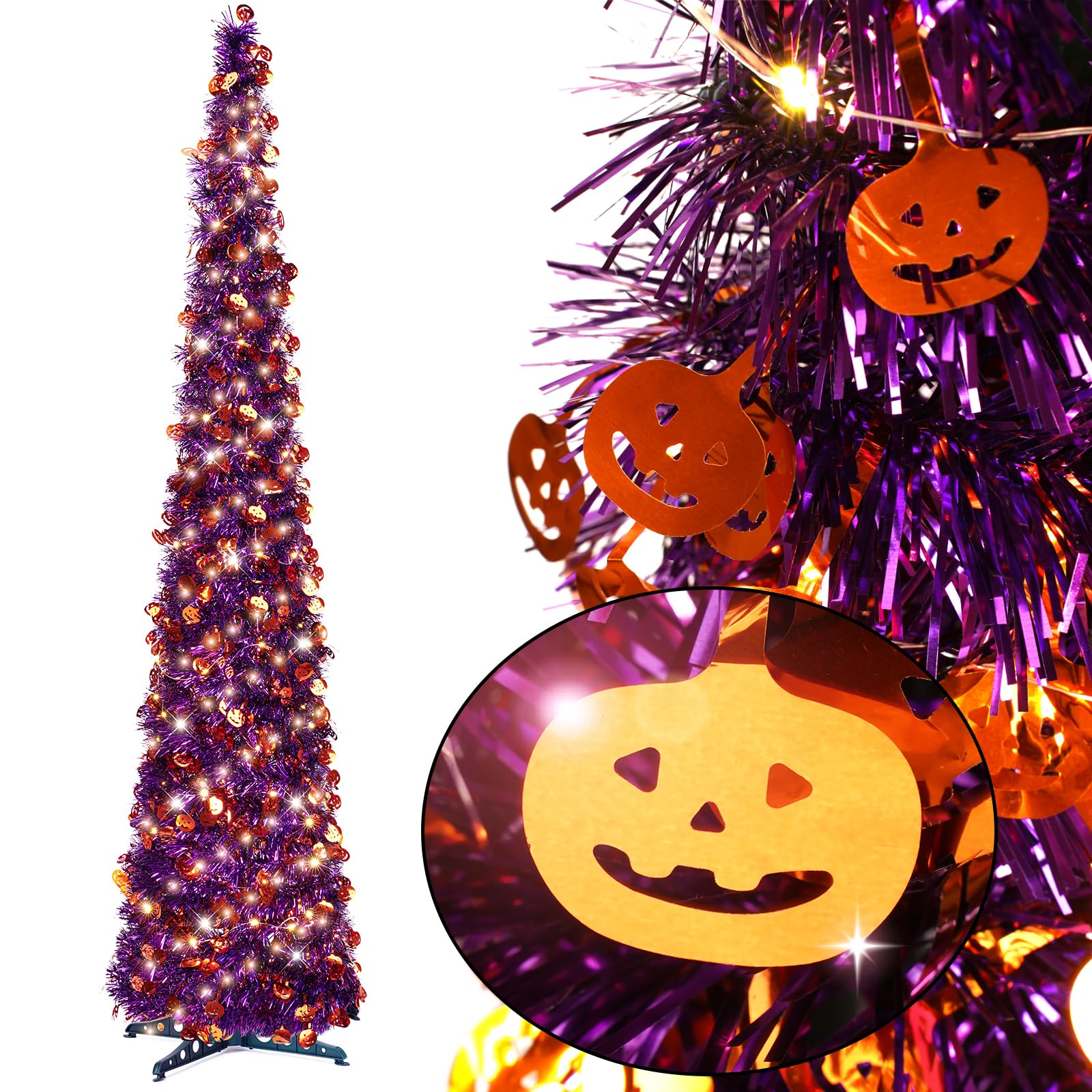 Amazon.com: Cosiful 5Ft Pop-up Halloween Tree, Artificial Halloween ...