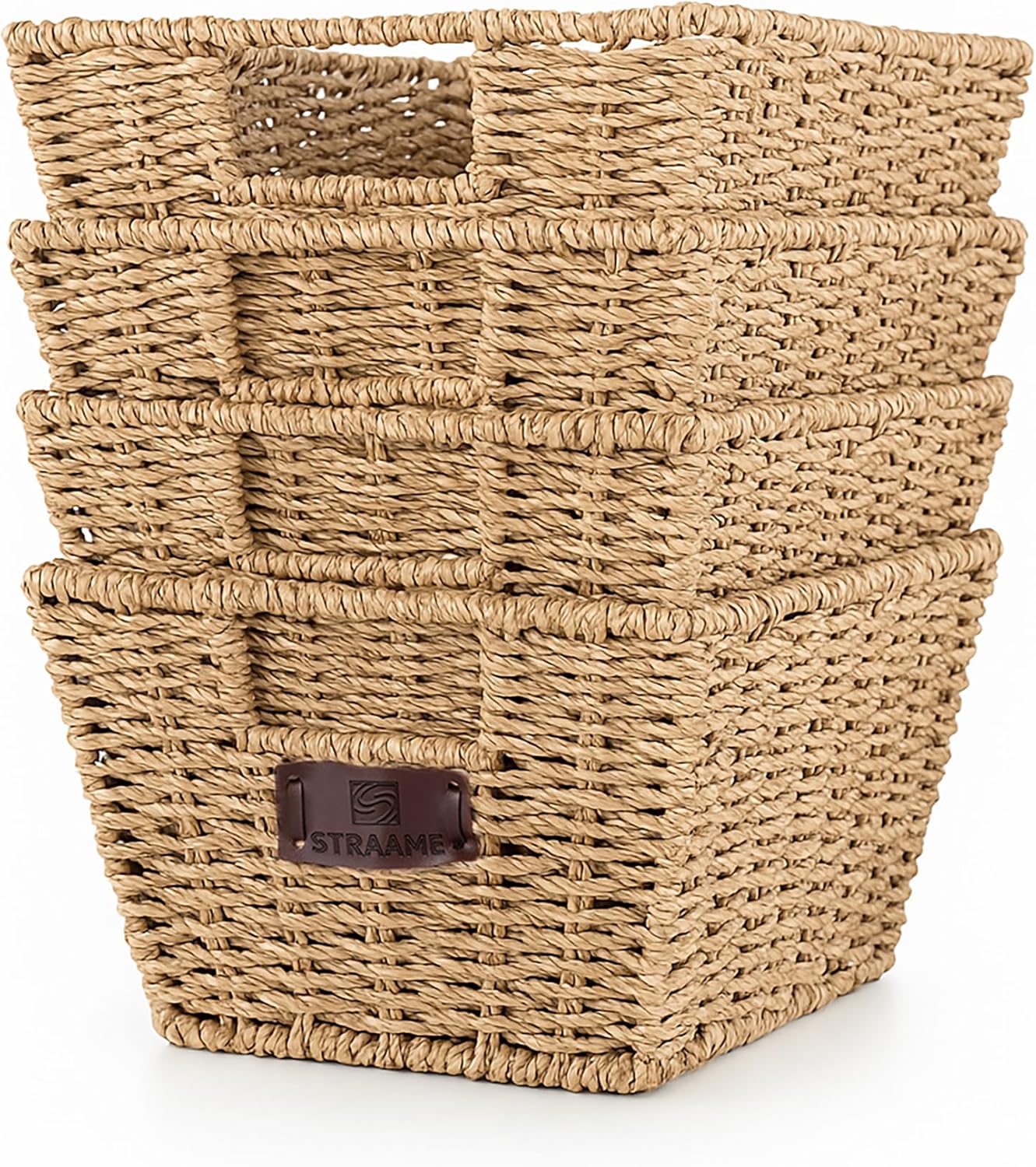 Straame Seagrass Storage Baskets Set of 4 - Handwoven Wicker Organisers ...