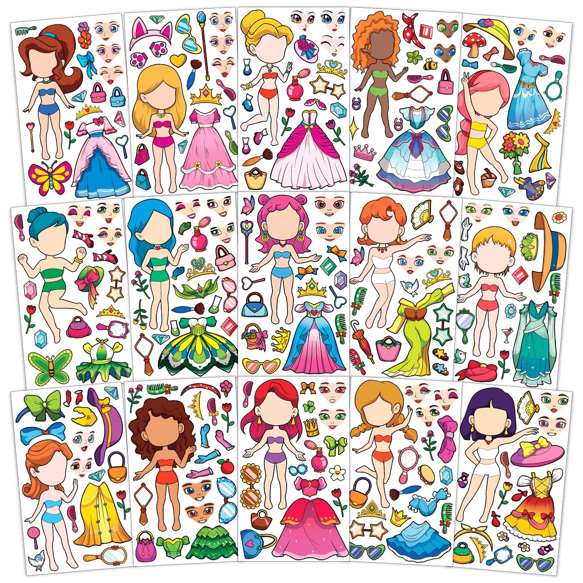 Amazon.com: 15 Sheets Dress Up Stickers for Girls Kids Toddlers Make ...