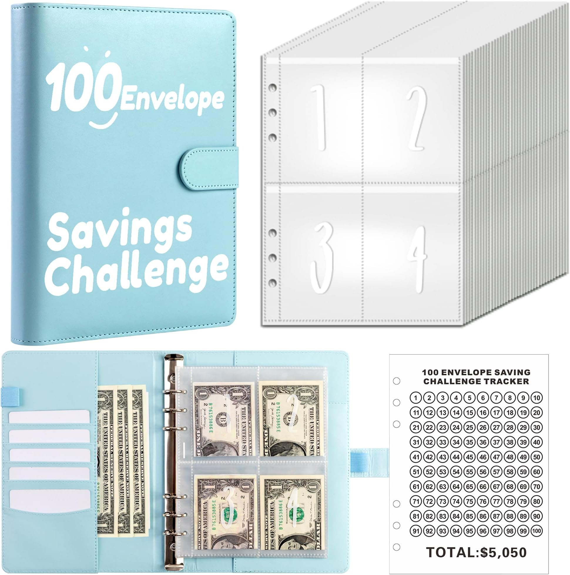 Amazon.com : 100 Envelope Money Saving Challenge Binder, Money ...
