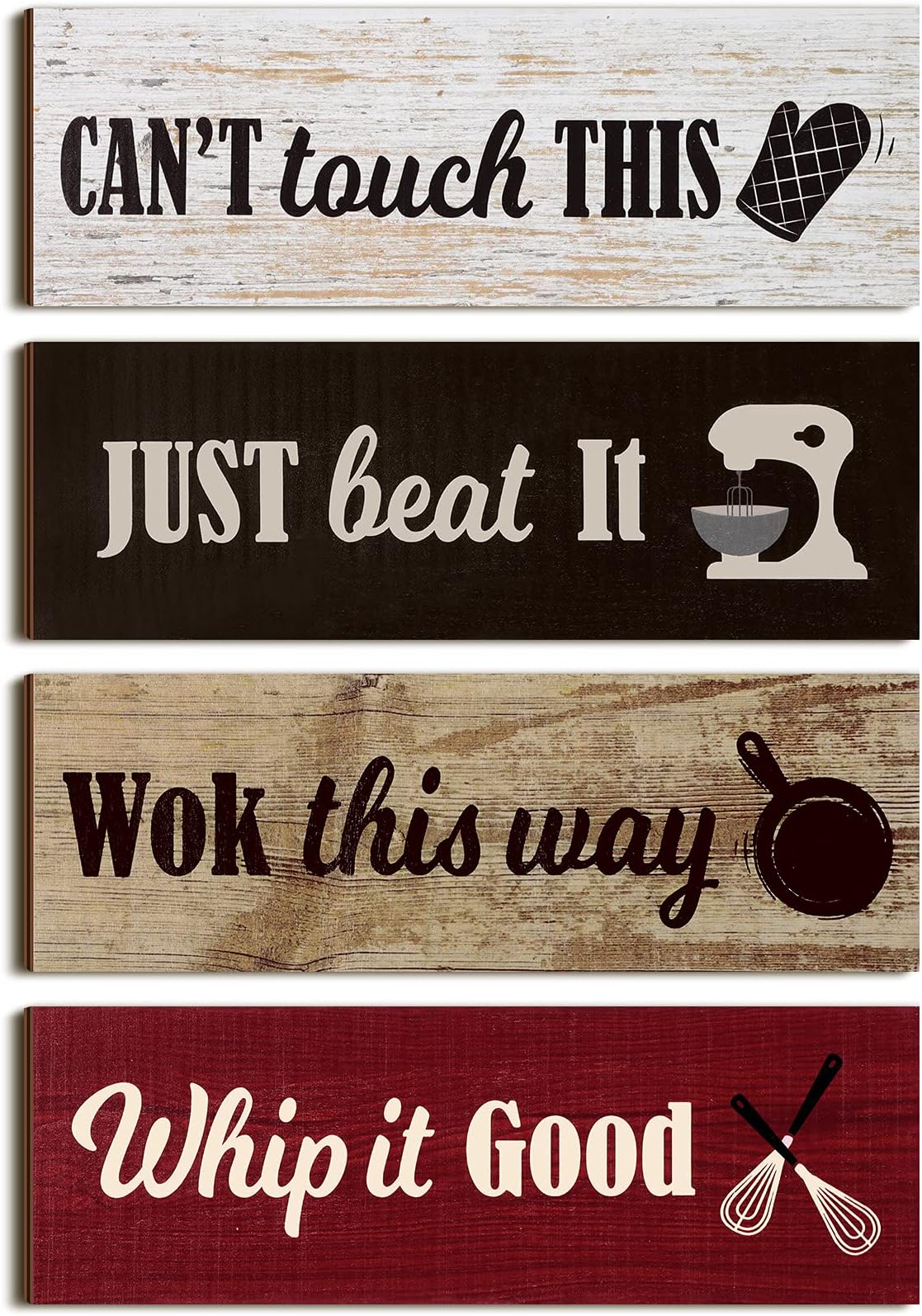Amazon.com: 4 Pieces Rustic Kitchen Wood Sign Decorations Kitchen Wall ...
