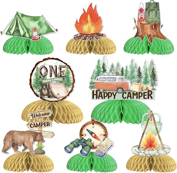 Amazon.com: Kreatwow Camping Table Decoration Centerpieces One Happy ...