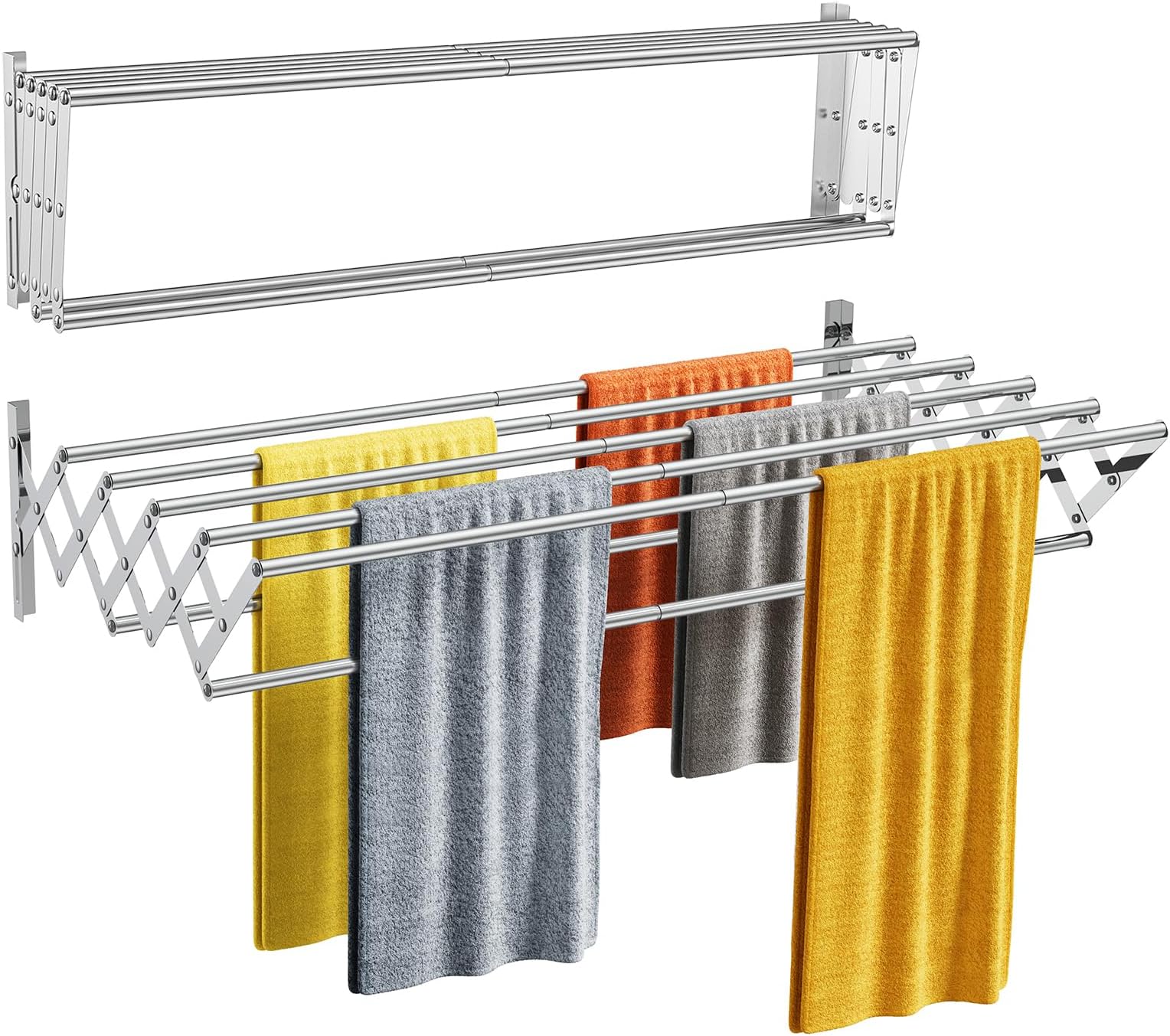 Amazon.com: Smartsome Space Saver Fold Away Racks: Stainless Steel Wall ...