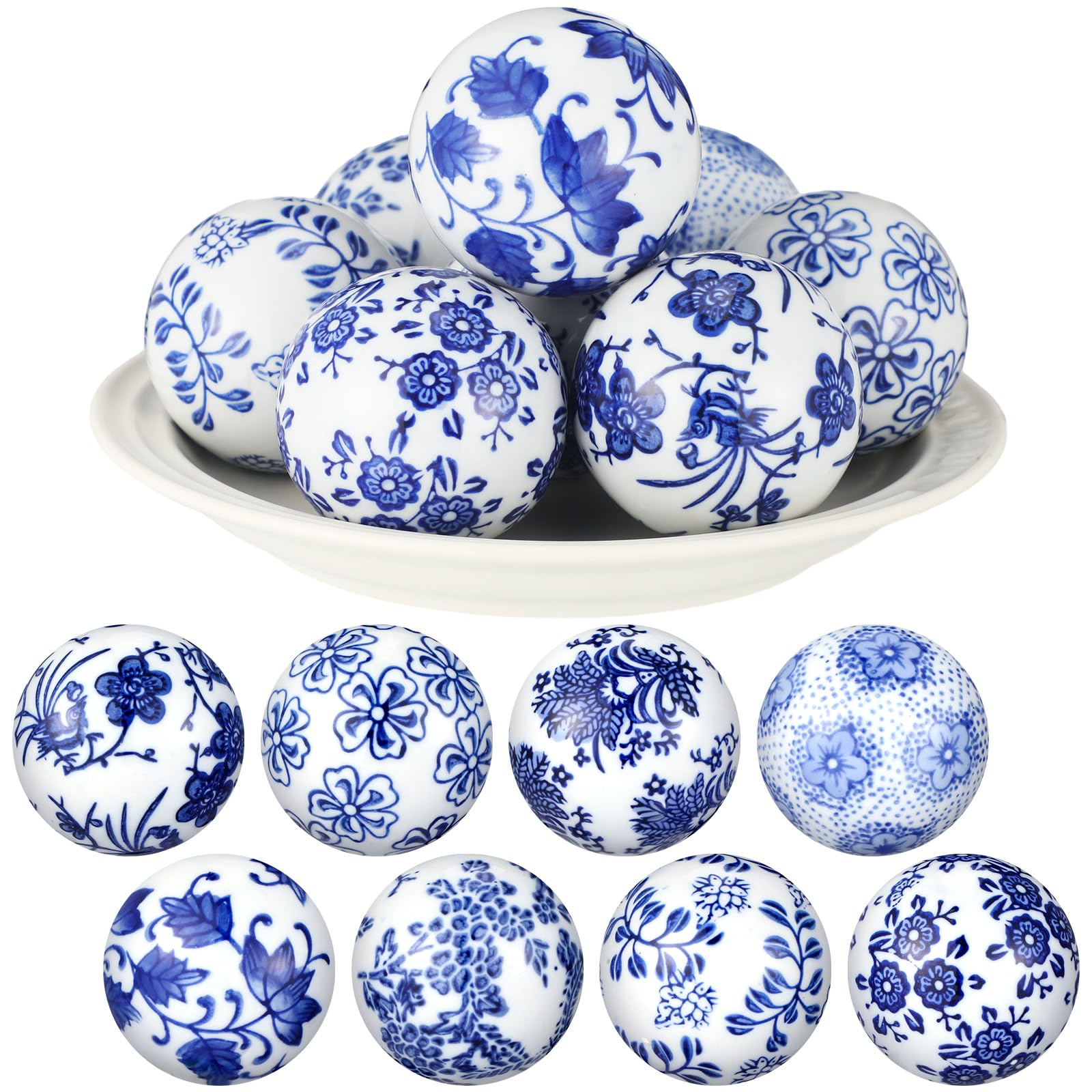 Amazon.com: BBTO 8 Pcs Christmas Chinoiserie Porcelain Balls Decorative ...
