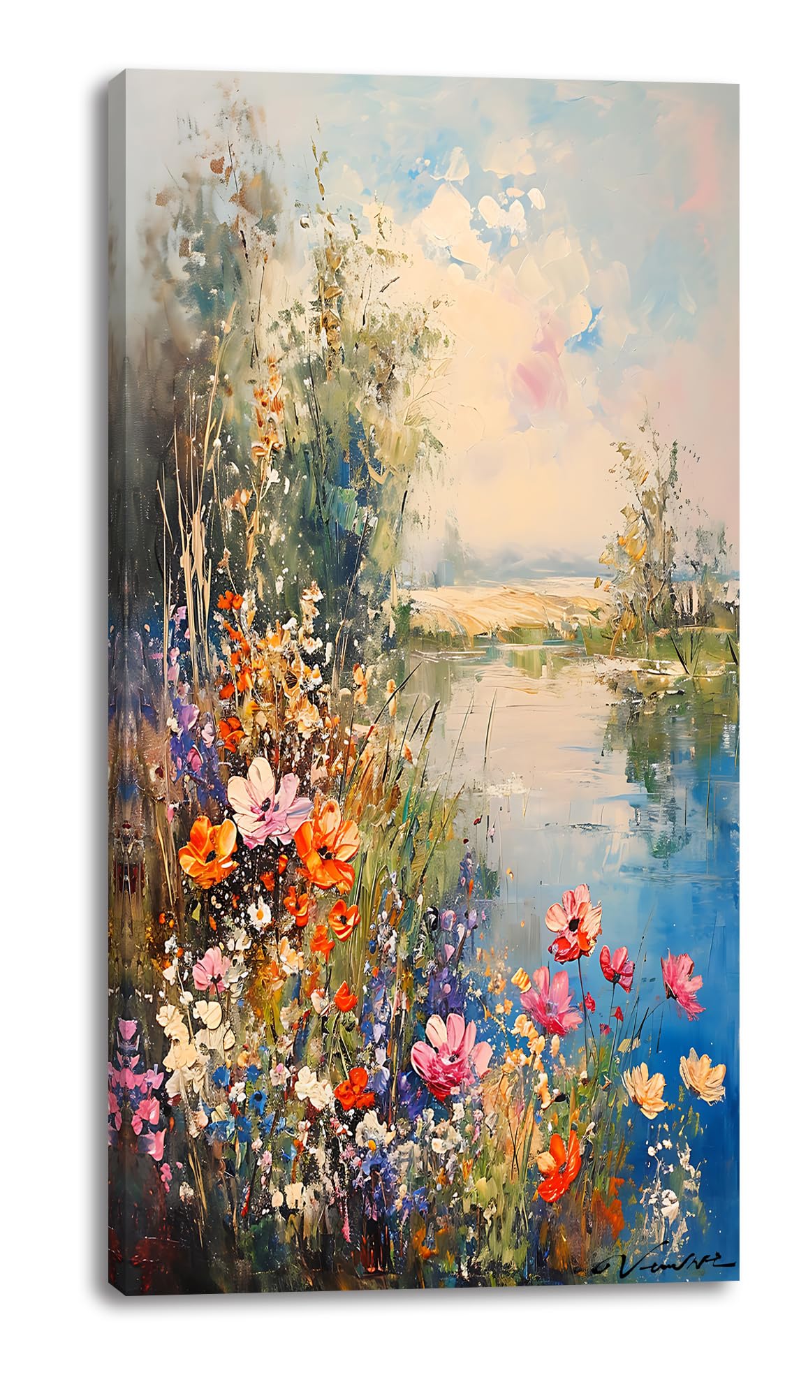 Piy Painting Vertical Landscape of Vintage Art Painting Colorful Flower ...