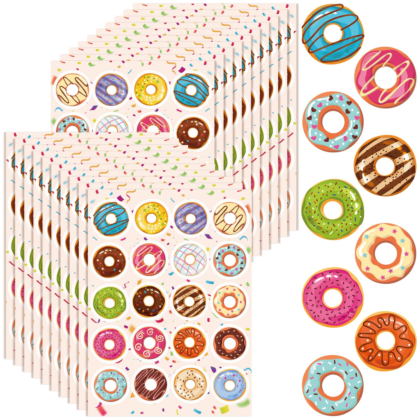Amazon.com: 320Pcs Donut Stickers Donut Birthday Party Favors with 20 ...