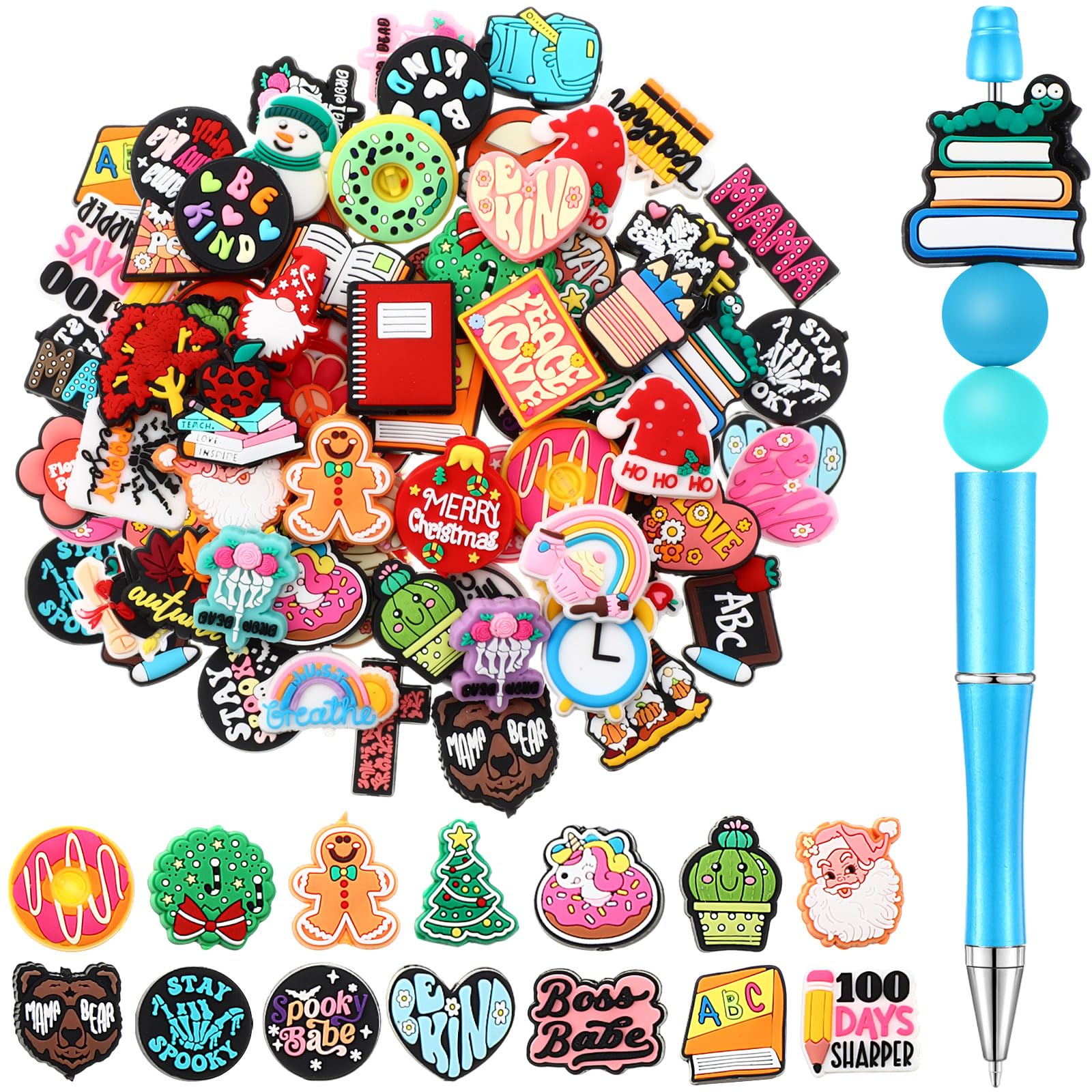 Amazon.com: Humyoun 72 Pcs Silicone Focal Beads Bulk Silicone Beads for ...