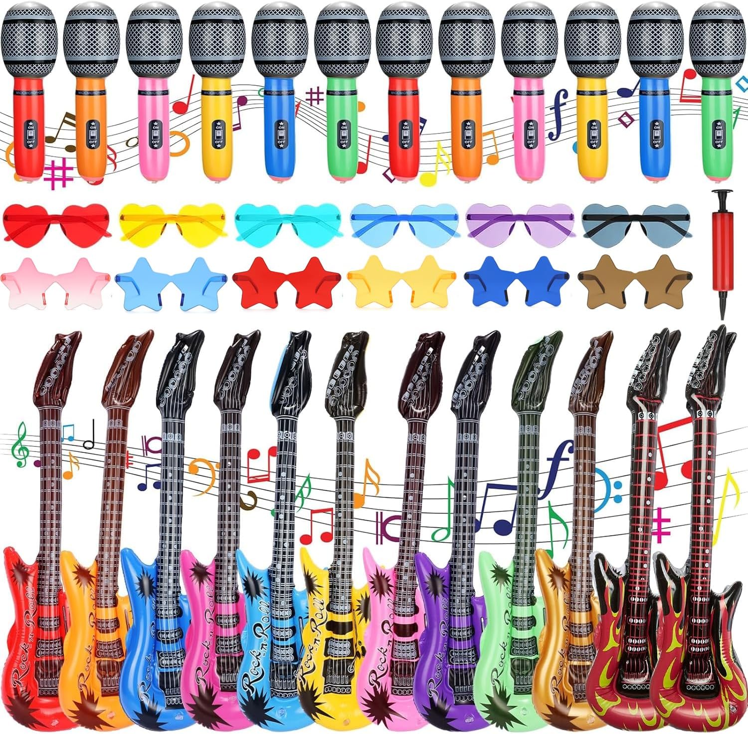 36 Pcs Inflatable Instruments Party Props Set, Include 12 Inflatable ...