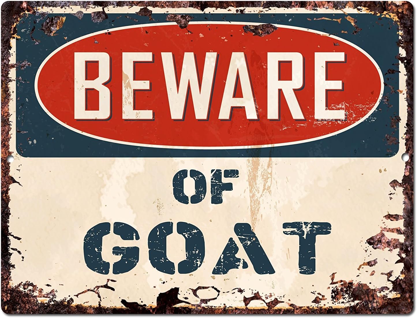Amazon.com: Beware of Goat Chic Sign Vintage Retro Rustic 9"x12" Metal ...