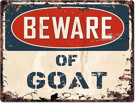 Amazon.com: Beware of Goat Chic Sign Vintage Retro Rustic 9"x12" Metal ...