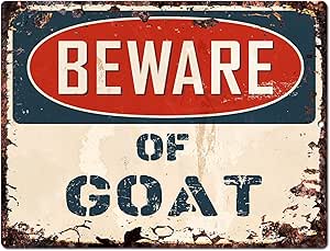 Amazon.com: Beware of Goat Chic Sign Vintage Retro Rustic 9"x12" Metal ...
