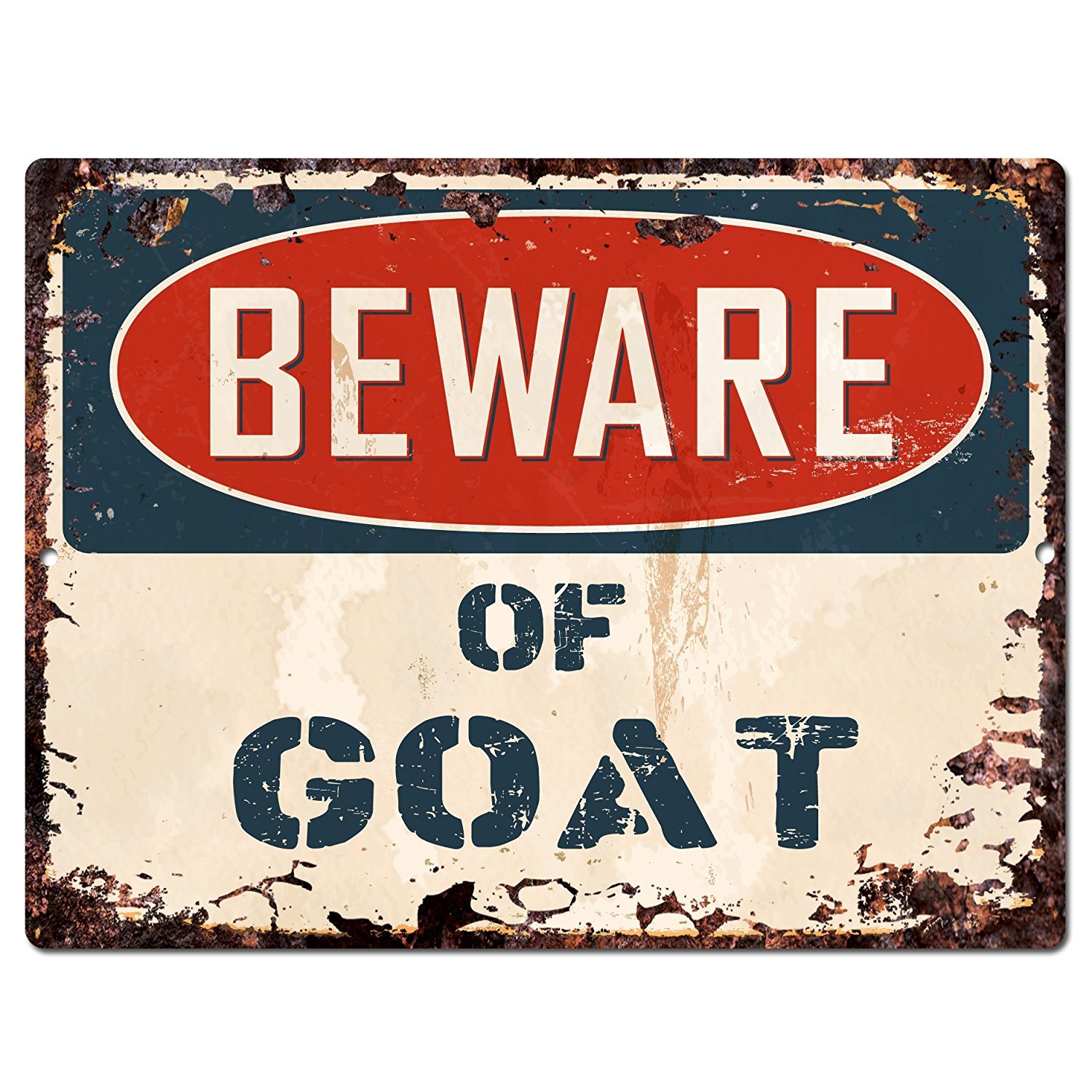 Amazon.com: Beware of Goat Chic Sign Vintage Retro Rustic 9"x12" Metal ...
