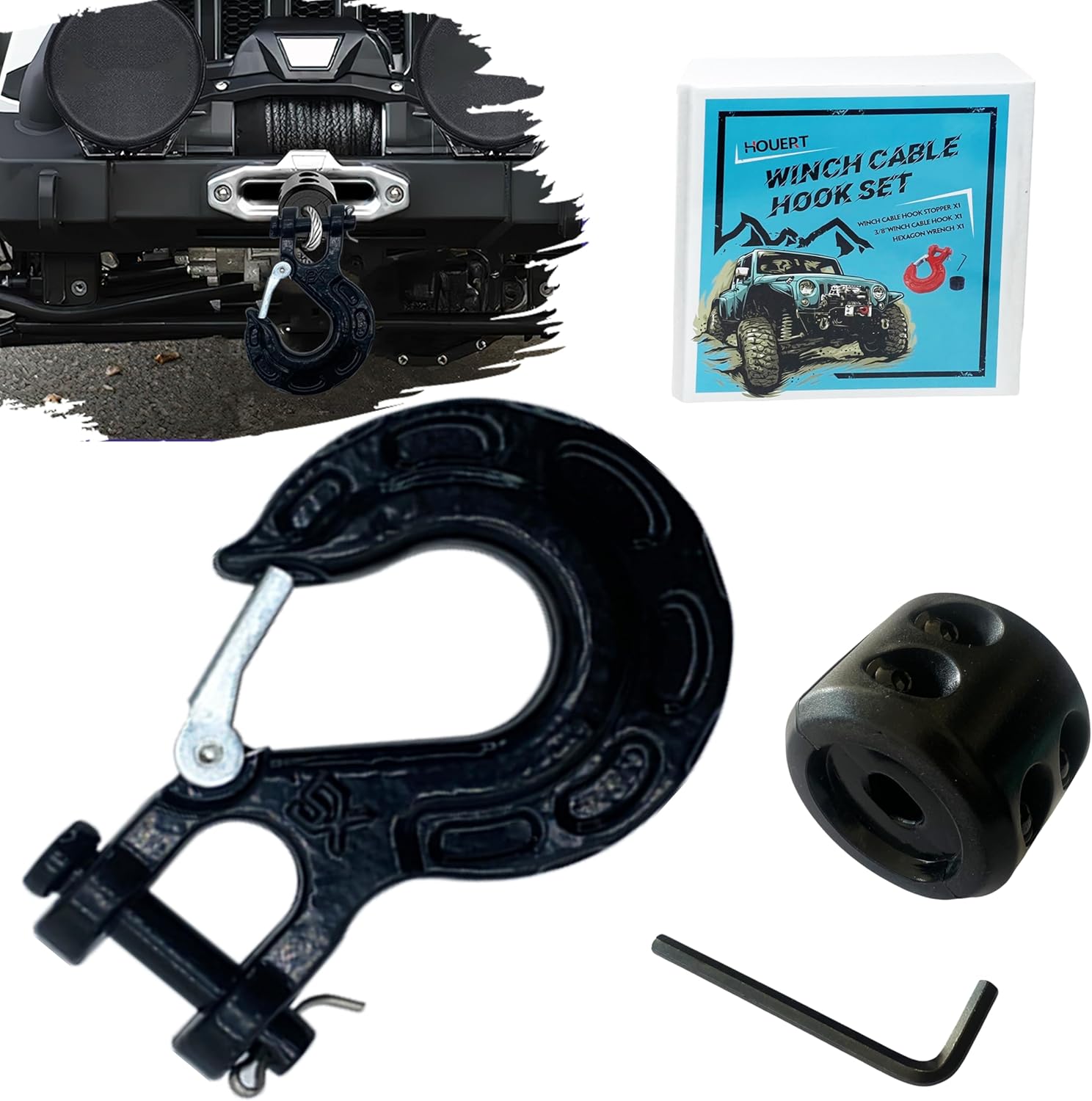 Amazon.com: Houert Heavy Duty Winch Hook, Forged Steel 3/8" Grade 70 ...