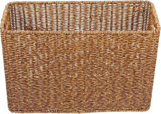 Amazon.com: Woven Magazine Holder with Handles, Natural Woven Storage ...