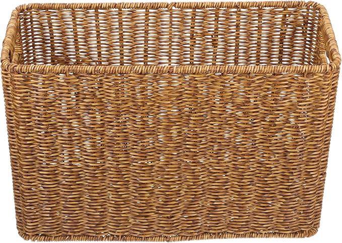 Amazon.com: Woven Magazine Holder with Handles, Natural Woven Storage ...