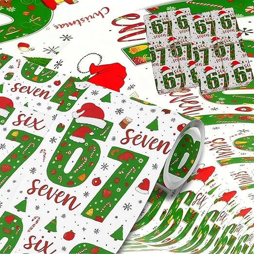 Amazon.com: YAIOUTIY 67 Christmas Wrapping Paper,Funny 67 Wrapping ...