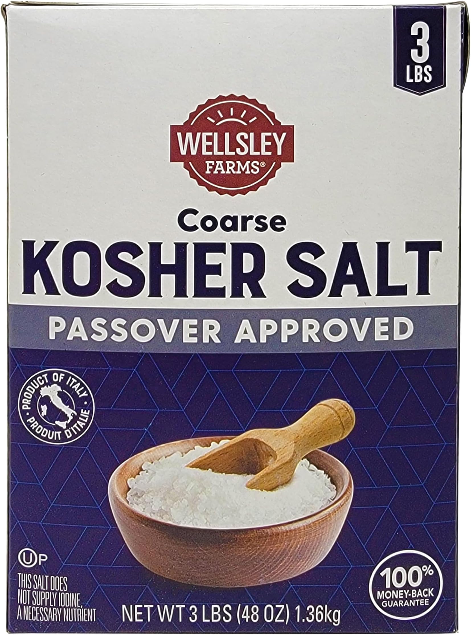 Amazon.com : Wellsley Farms Coarse Kosher Salt. 3 Pounds. Passover ...