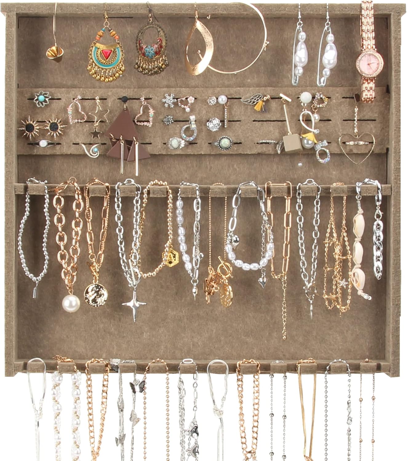 Amazon.com: JOYMOMO Jewelry Organizer Felt Wall Mount Necklace Holder ...