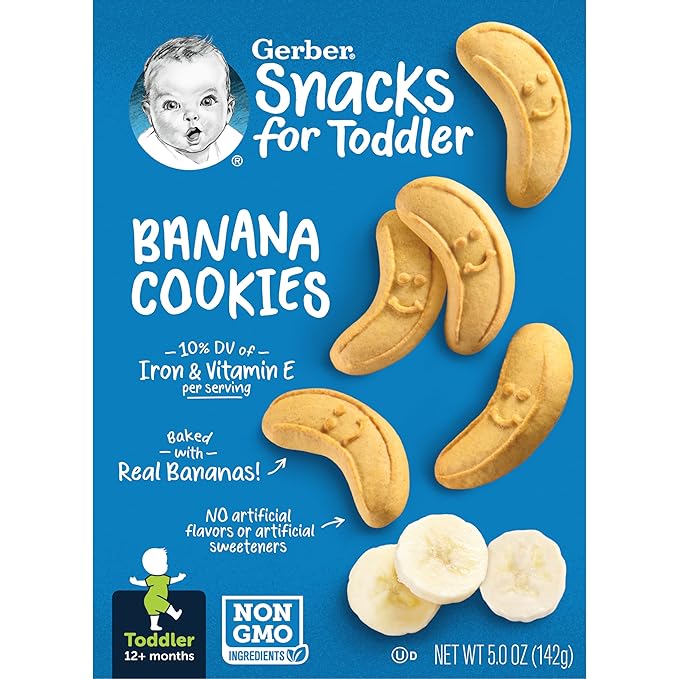 Amazon.com: Gerber Snacks for Toddler, Banana Cookies, 5 Ounce (Pack of ...