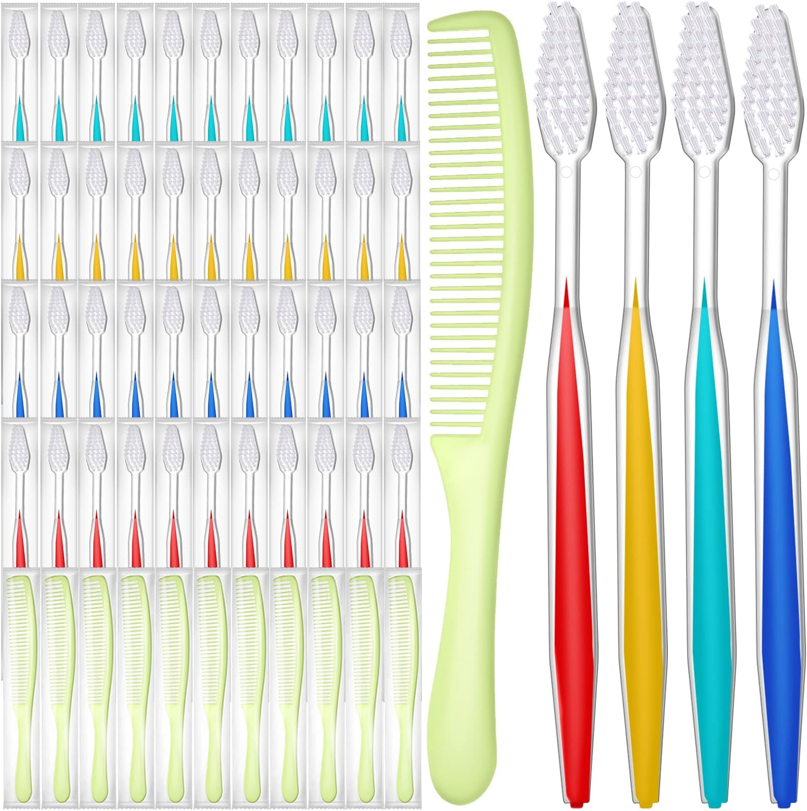 Amazon.com : Patelai 100 Pcs Individually Wrapped Toothbrush Bulk ...