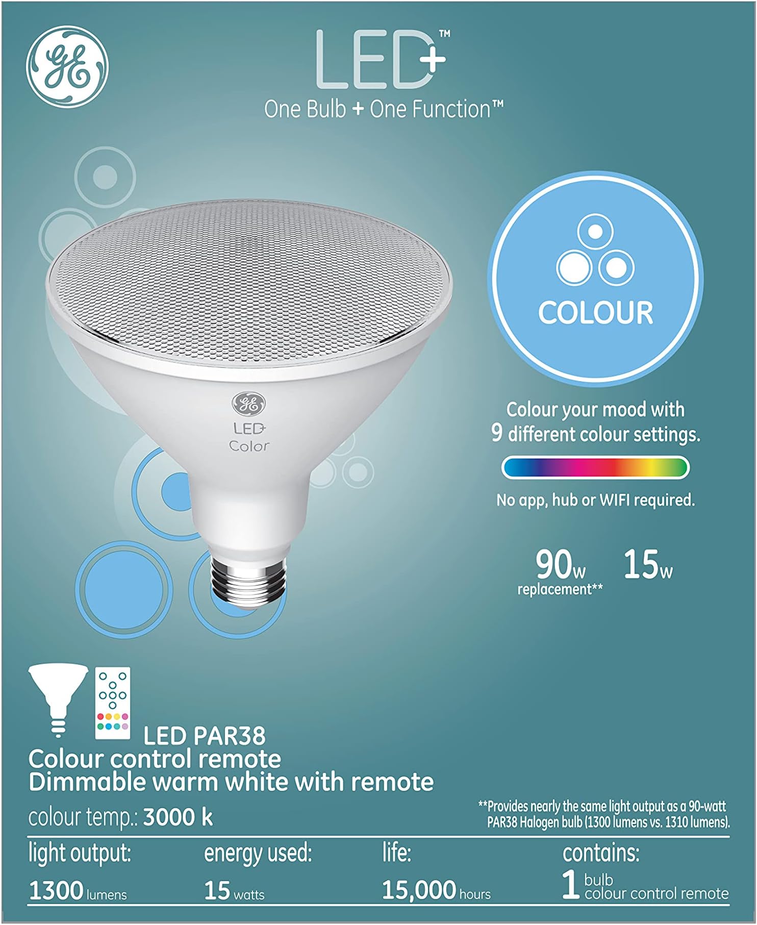 GE Lighting LED+ 90-Watt Replacement LED PAR38 Full Color Flood Light ...