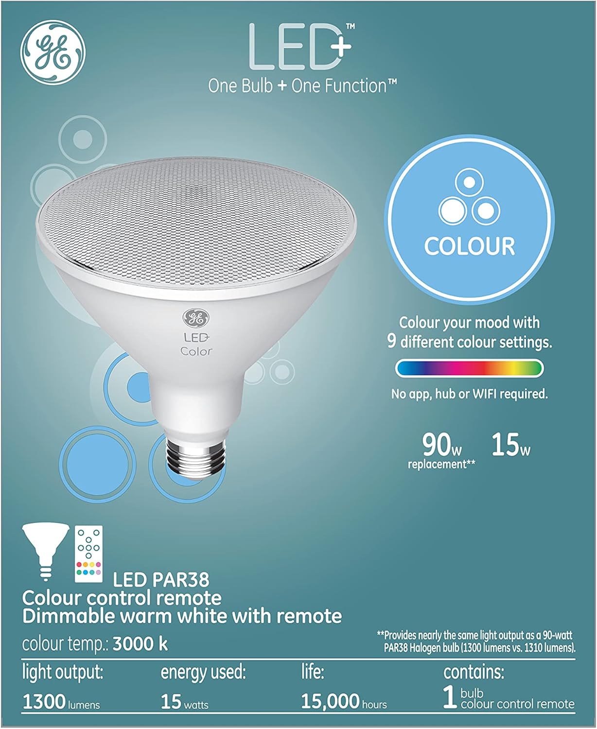 GE Lighting LED+ 90-Watt Replacement LED PAR38 Full Color Flood Light ...