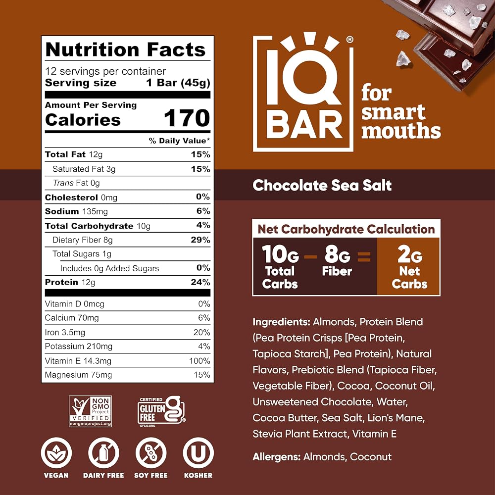 IQBAR Brain and Body Keto Protein Bars - Chocolate Barbados | Ubuy