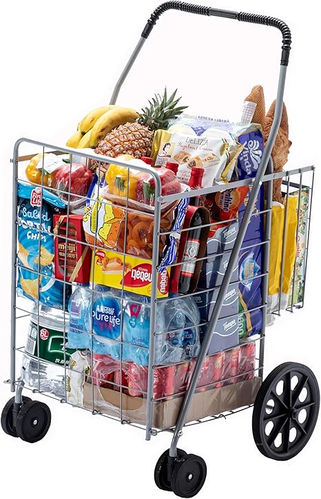 Amazon.com: Jumbo Folding Shopping Cart,Collapsible Shopping cart with ...