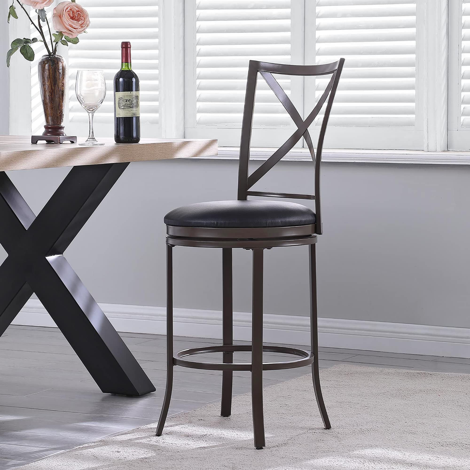 Amazon.com: FirsTime & Co. Dark Brown Layton Swivel Counter Stool ...