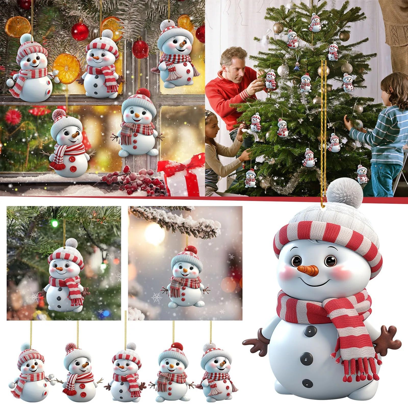 Amazon.com: Cute Snowmen Hanging Ornaments - Christmas White Snowmen ...