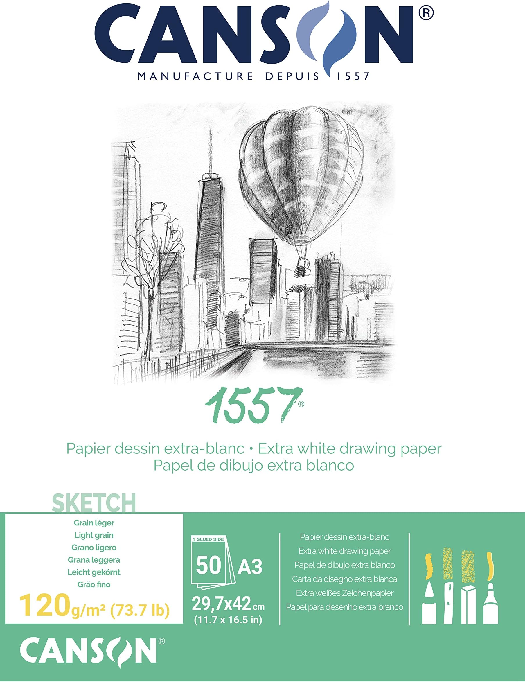 Amazon.com: Canson Illustation 250gsm Drawing Paper, high-White Smooth ...