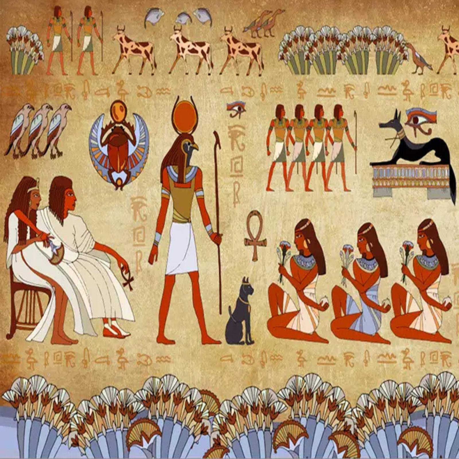 Egyptian Wallpaper Murals Old Egyptian Drawing In Wall Restaurant Art
