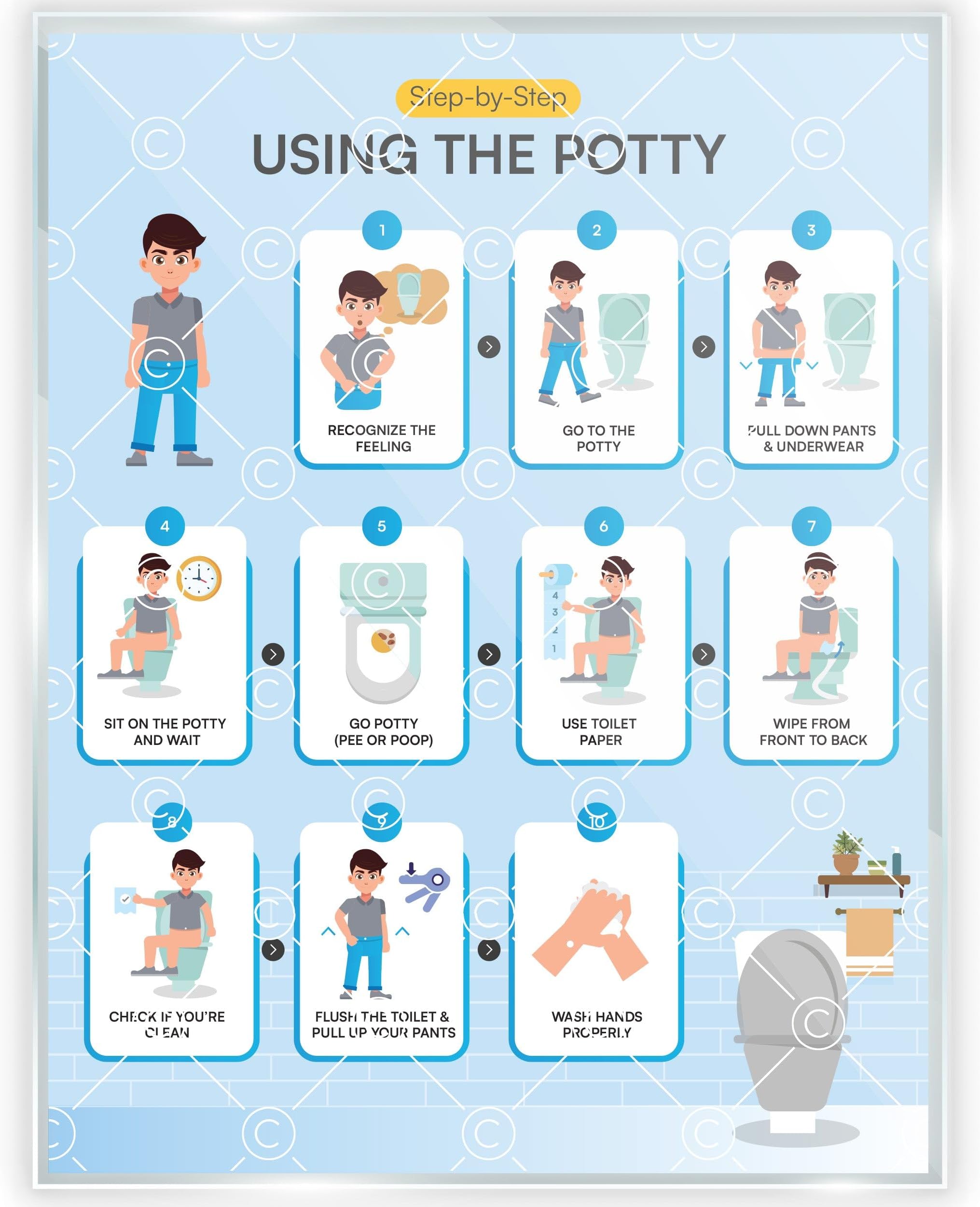 Amazon.com: Potty Training Chart Step by Step Laminated 9x12 Inch for ...