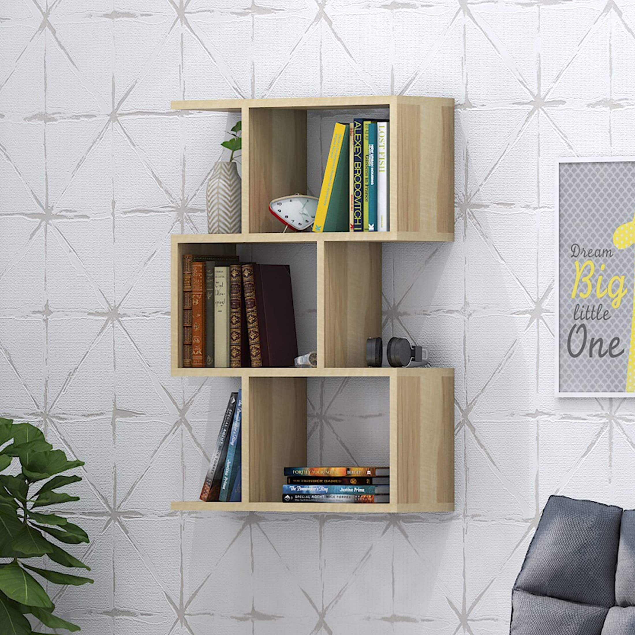 Klaxon Engineered Wood Matt Finish Omega Book Shelf Modern Display ...