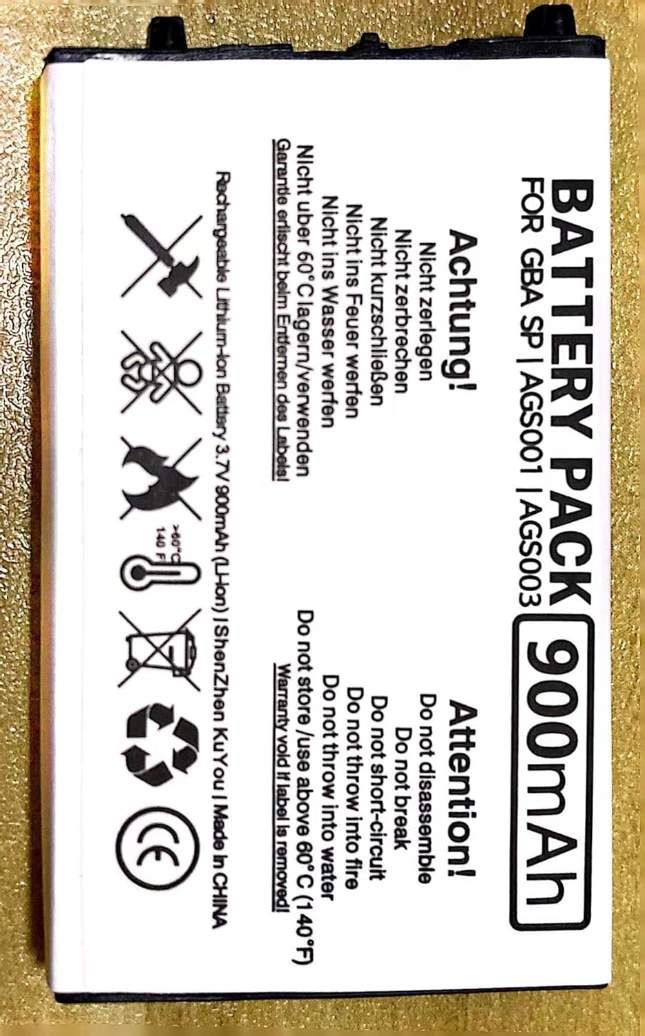 Svenirven GBA SP Battery, 900mAh 3.7V Rechargeable Lithium-ion Battery ...