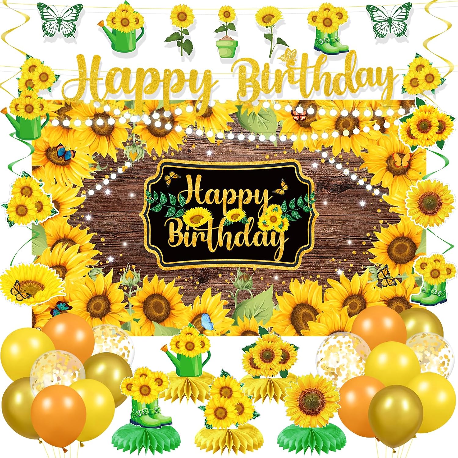 Amazon.com: 29pcs Sunflower Birthday Party Decorations Sunflower Happy ...