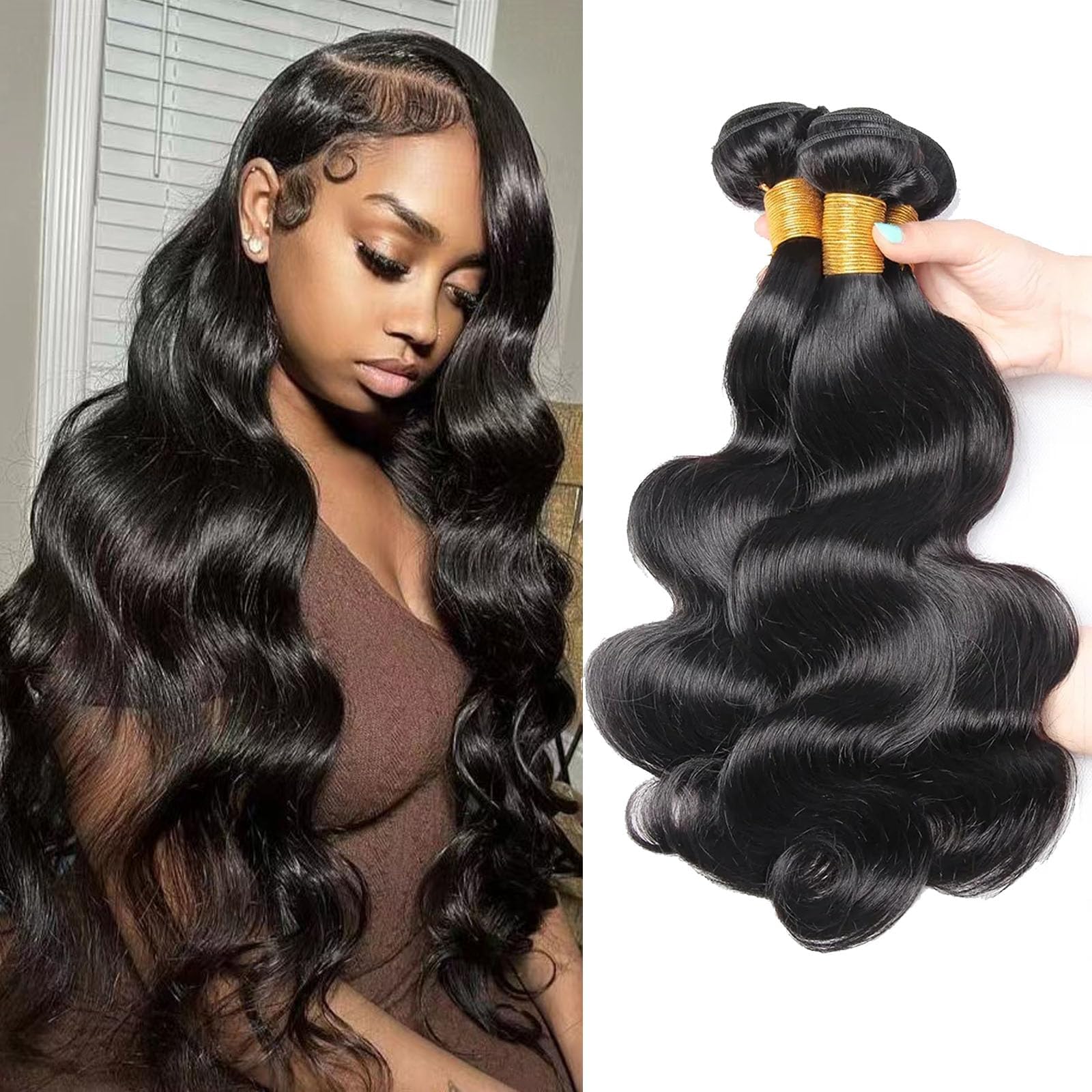 Amazon.com : ELSISSI Human Hair Bundles 18 20 22 inch Body Wave Bundles ...