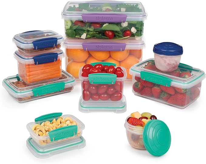 Amazon.com: Sistema 20-Piece Food Storage Containers with Lids and ...
