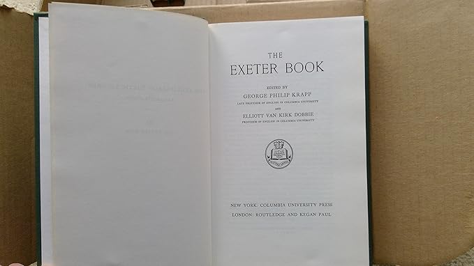 Amazon.com: The Exeter Book: 9780231087674: Krapp, George Philip ...