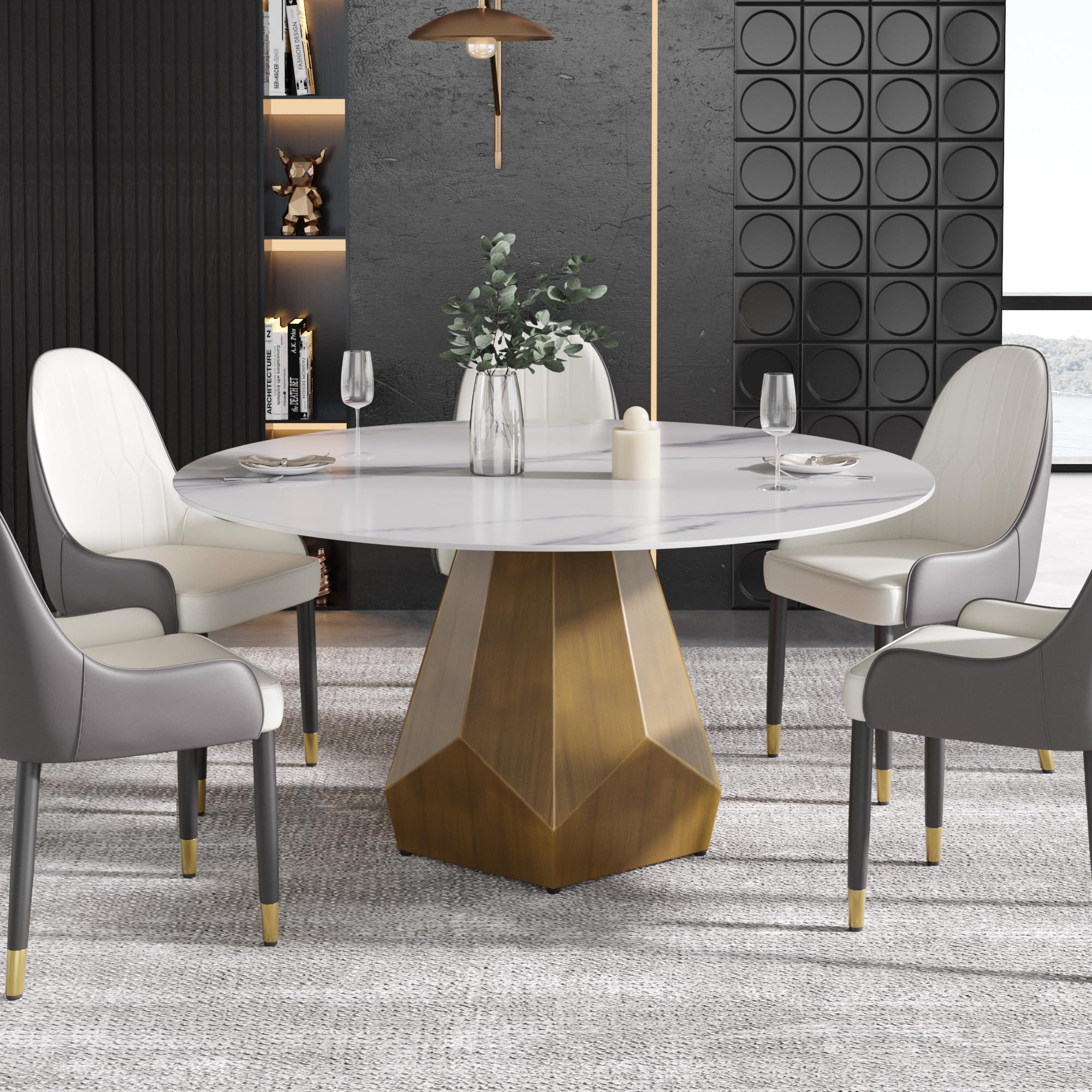 Amazon.com - Round Dining Table - Marble Dining Room Table Round ...