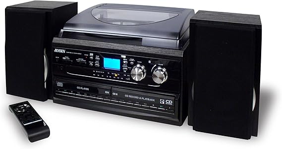 Amazon.com: Jensen JTA980B J3-Speed Turntable with 2 CD, AM/FM and ...