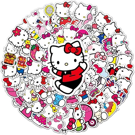 Amazon.com: 50 Pcs Hello Kitty Stickers for Water Bottle Waterproof ...