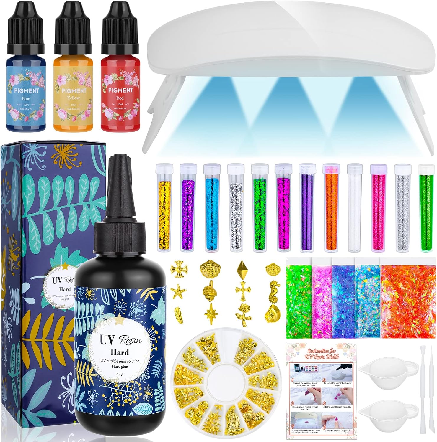 UV Resin Kit with Light, 200g Ultraviolet Fast Curing UV Epoxy Resin ...