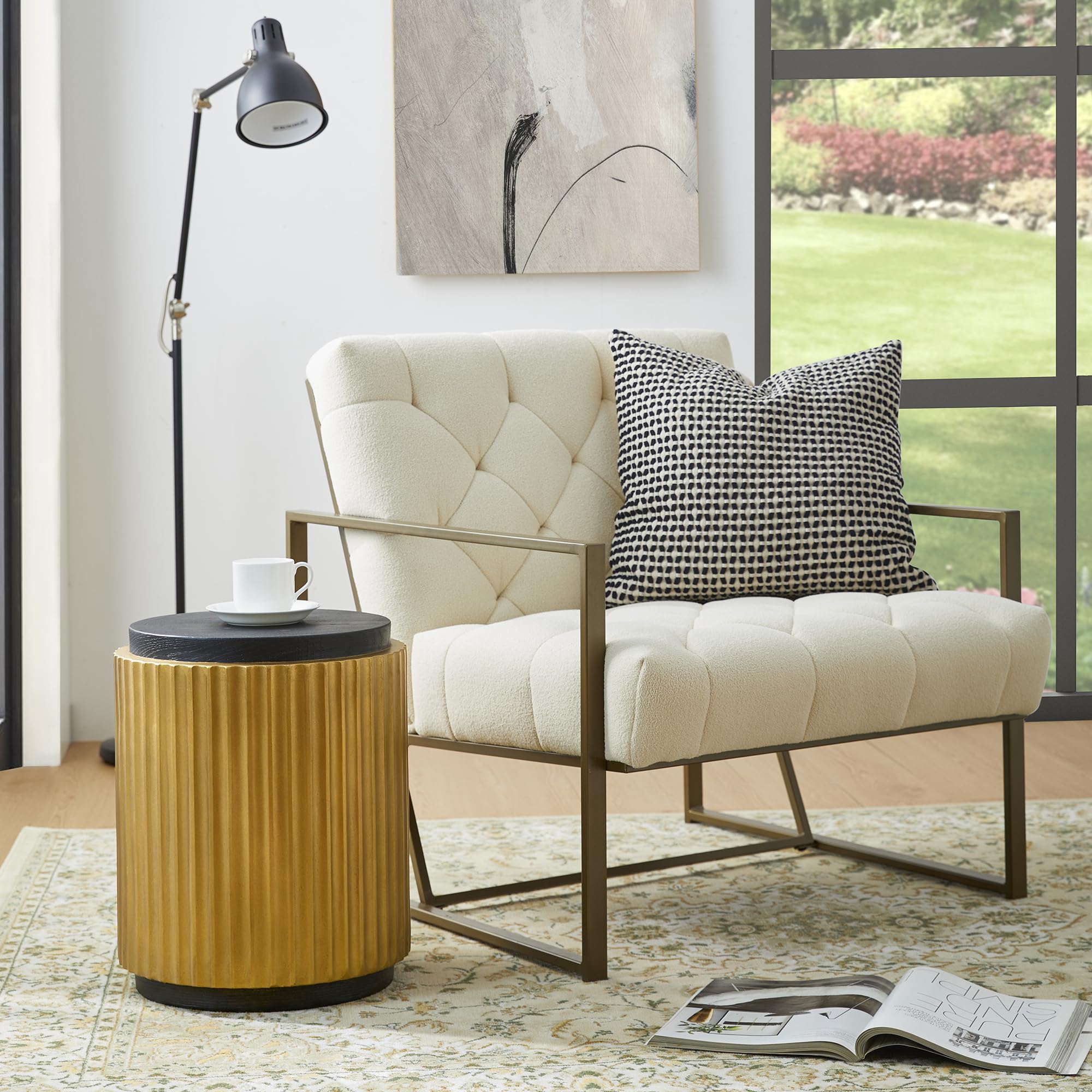 Snapklik.com : Glitzhome Modern Industrial 14 Dia Round Side Table In ...
